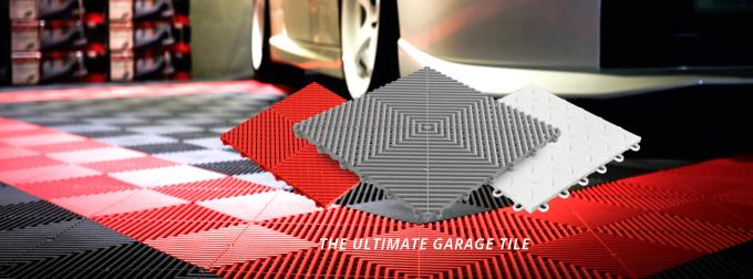 Light Gray PP Interlocking Floor Tile 400*400mm For Use In Garages Workshop